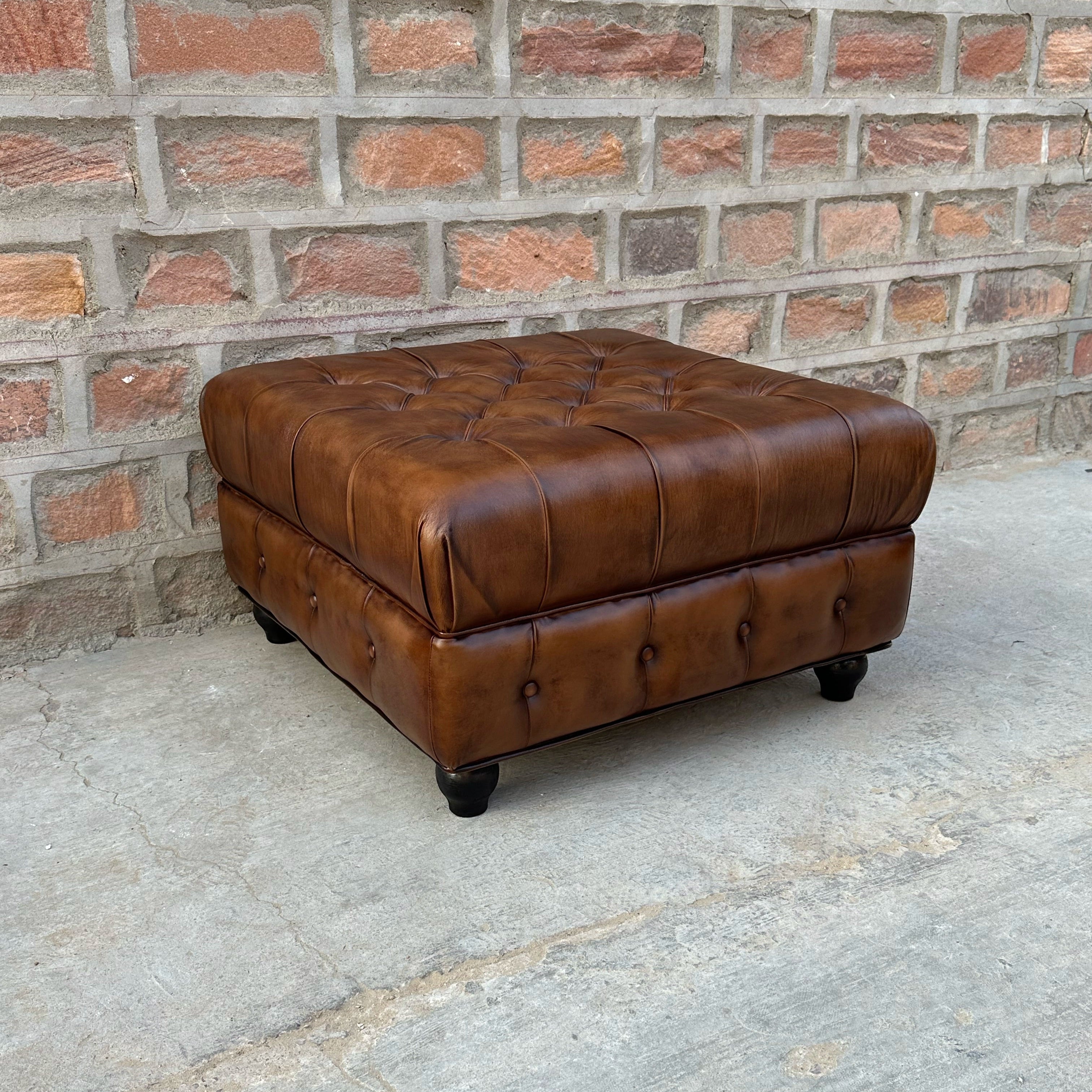 Winchester Chesterfield Leather Ottoman | Rising Tide Design Co.