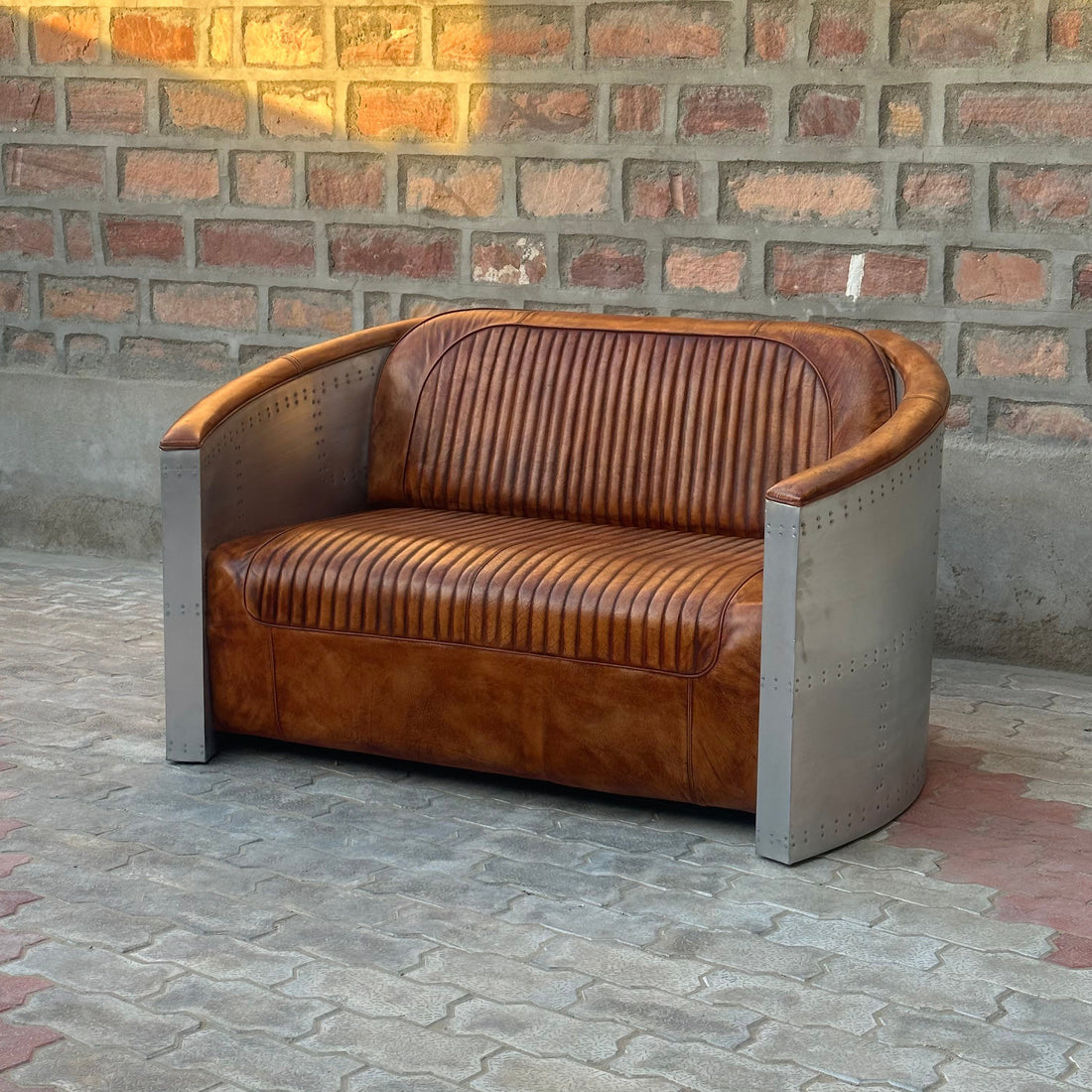 Top Gun Aviator Leather Loveseat | Rising Tide Design Co