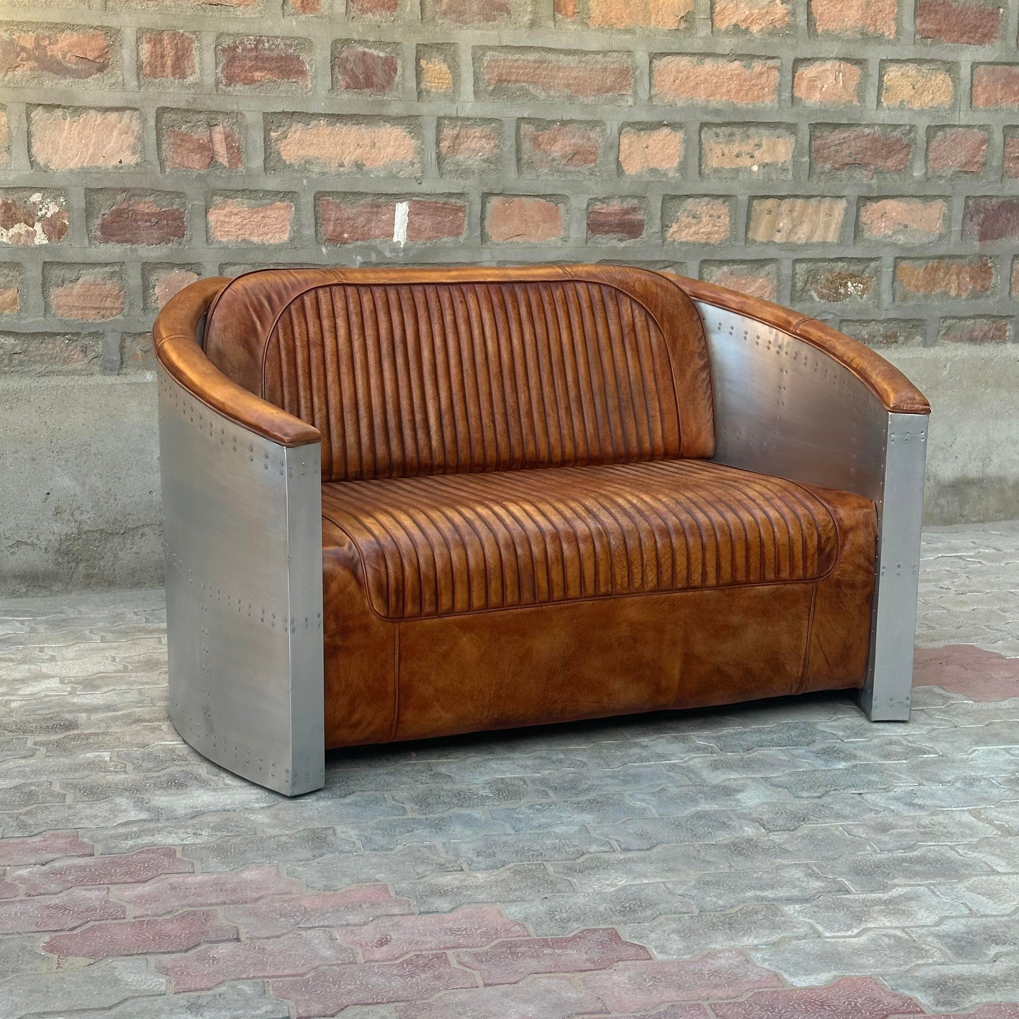 Top Gun Aviator Leather Loveseat | Rising Tide Design Co