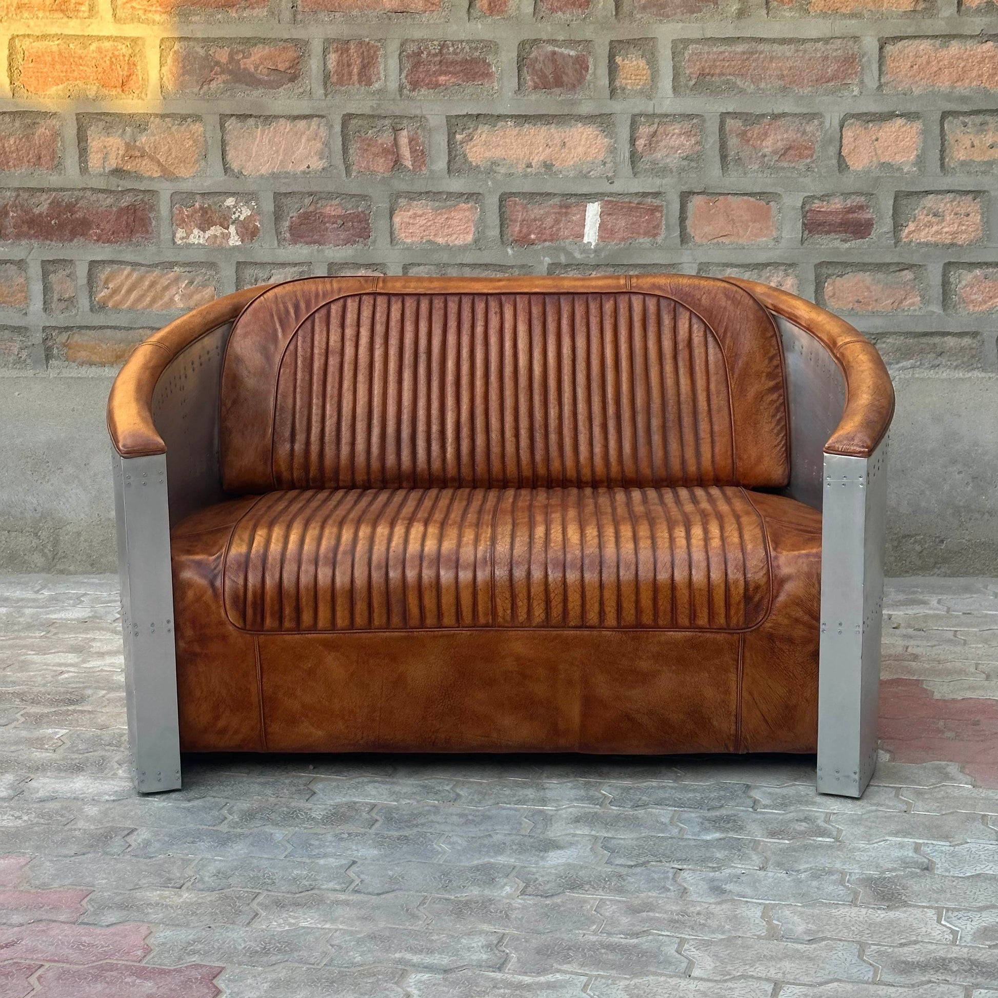 Top Gun Aviator Leather Loveseat | Rising Tide Design Co