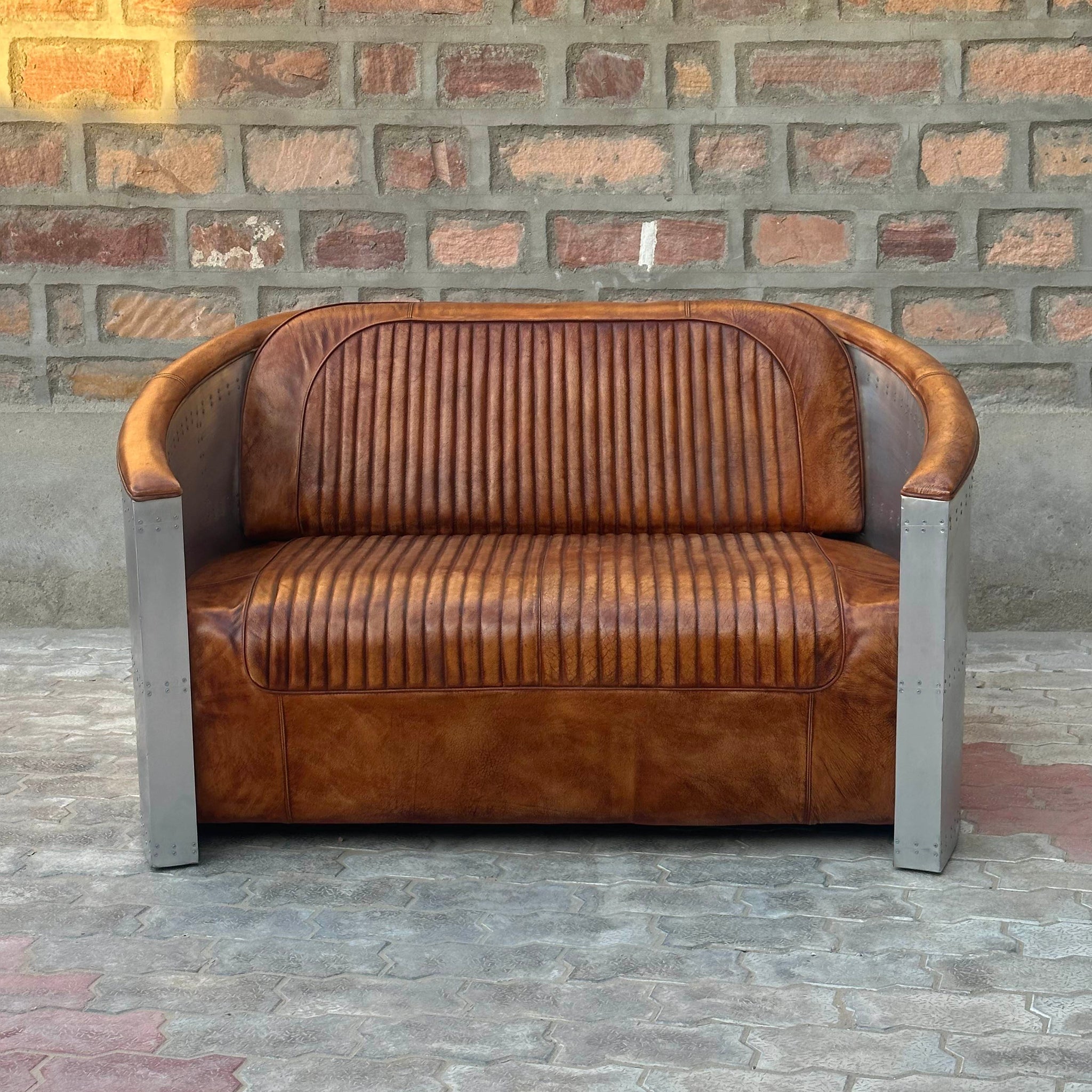 Top Gun Aviator Leather Loveseat | Rising Tide Design Co